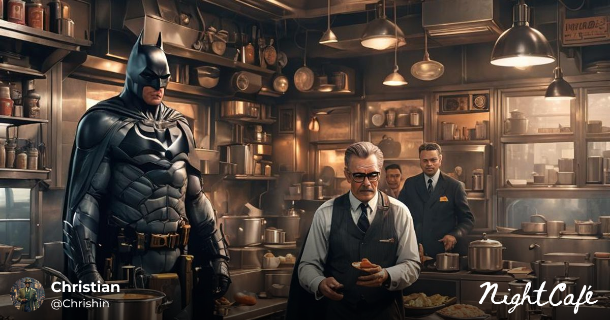 Batman and Gordon Cooking: Detailed Matte Painting - AI Art