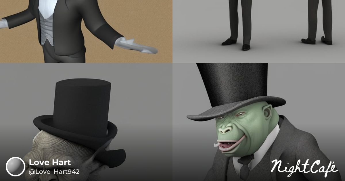 Orc in Top Hat and Suit: 3D Render - AI Art