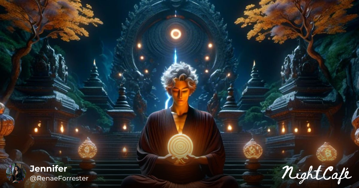 A monk mediating while using his chakra gates.