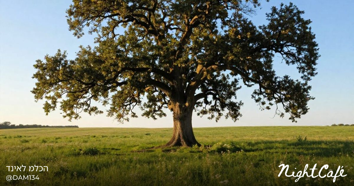 Ancient Oak in Sun-Drenched Meadow Landscape Paint... - AI Art