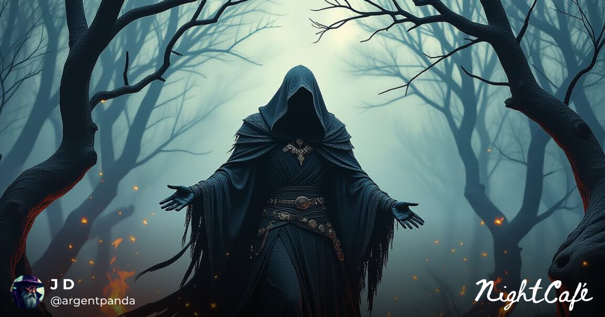 Warlock - Ethereal Warlock Rising in Dark Fantasy Art