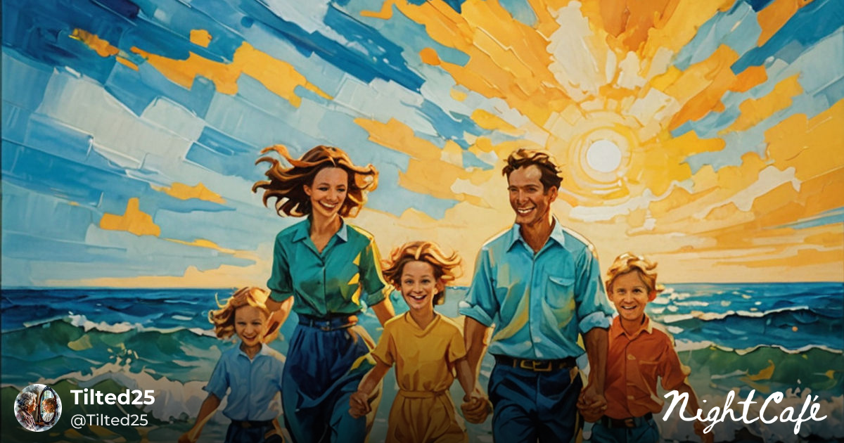 Sand, sun. Water, fun - Joyful Family Runs into the Ocean