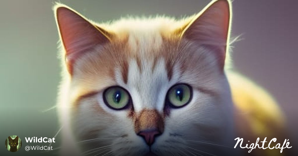 cat - Bioluminescent Cat Portrait in Detailed Oil Painting S...