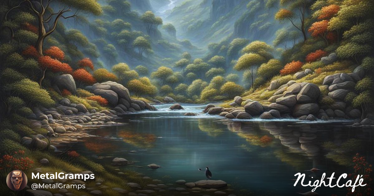 Valley Stream - Realistic Detailed Scenic Image of Natural B...