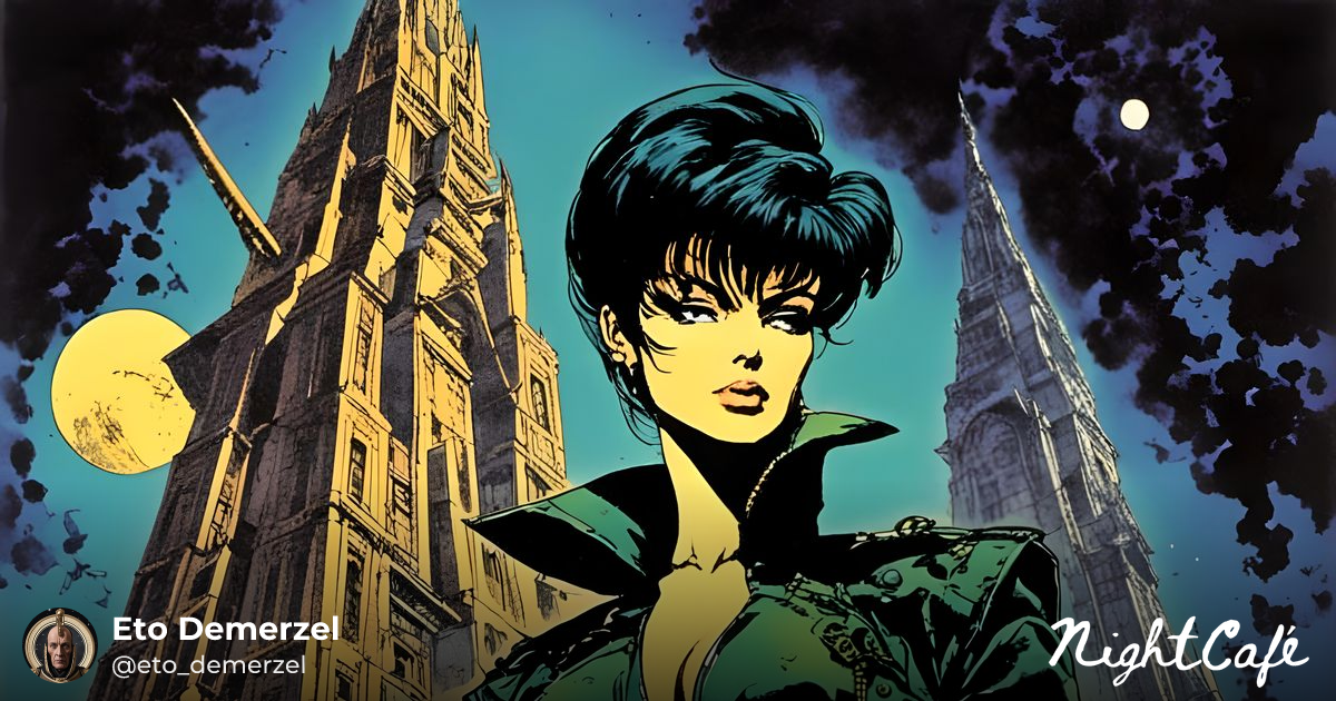 Cyberpunk Modesty Blaise with Gun in Sci-Fi Style - AI Art