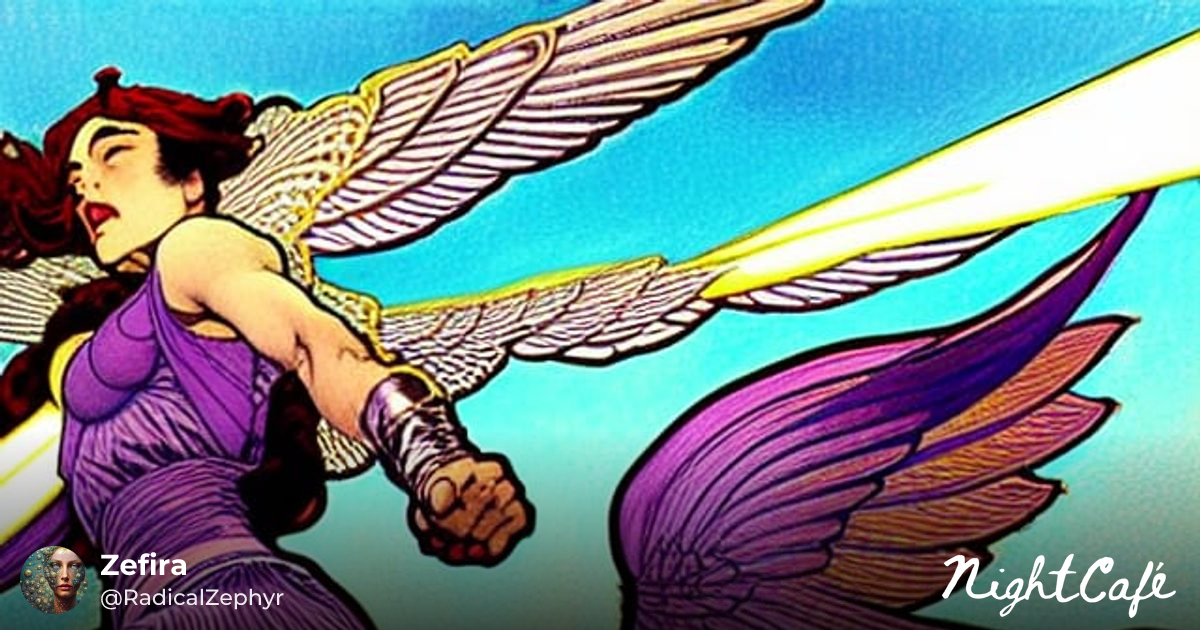 Angelic Warrior Woman - Epic Angelic Superhero in Sci-Fi Arm...