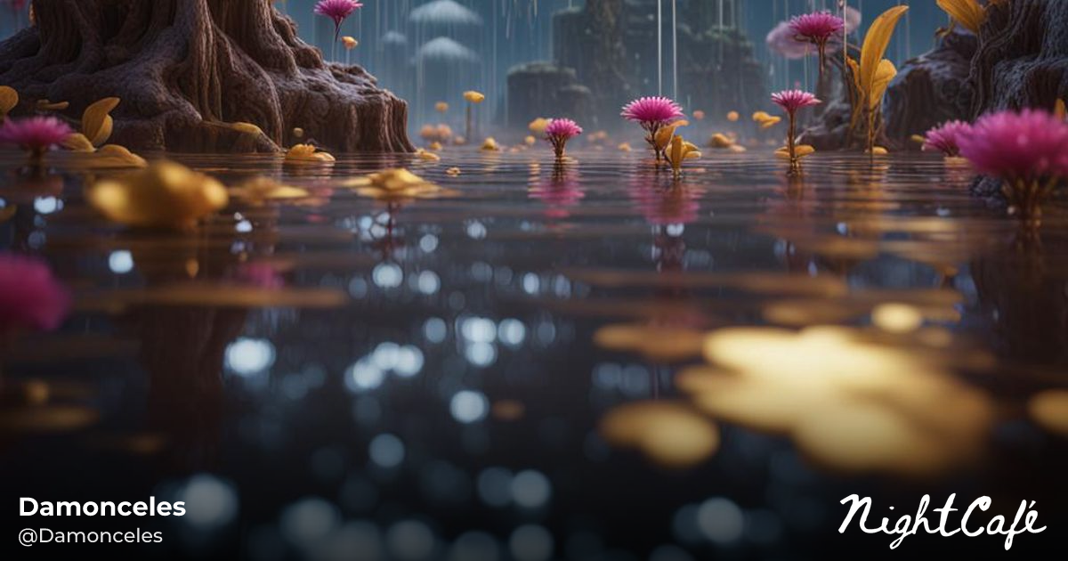 Magical Tears Raining Down: 3D Game Cinematic - AI Art