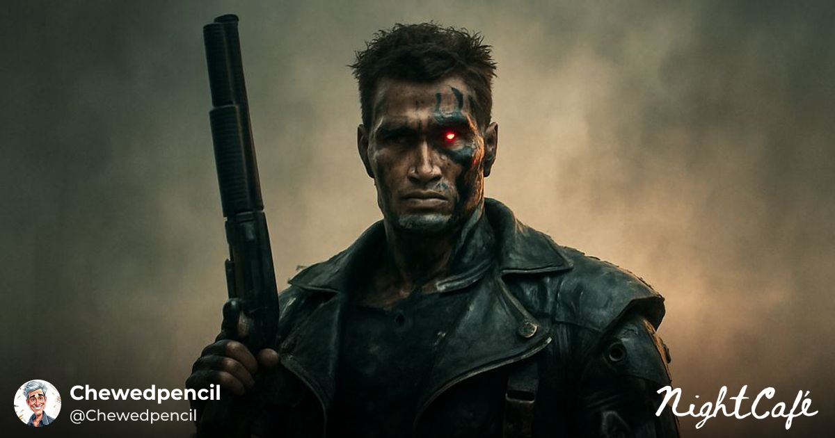 Cinematic Road Warrior as Terminator in Misty Land... - AI Art