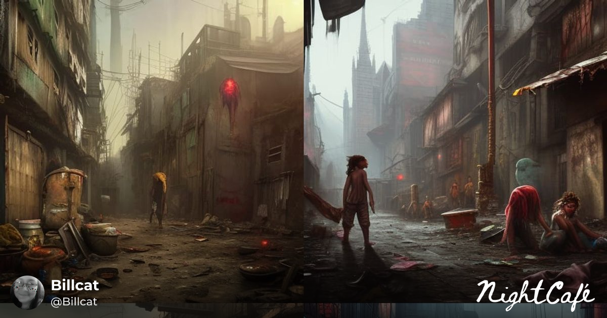 The slums - Dark Fantasy Slum District in Detailed Matte Pai...