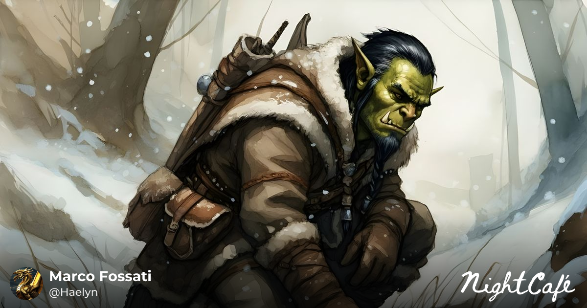 Orc Tracker - Winter Orc Tracker in Ink Drawing Style