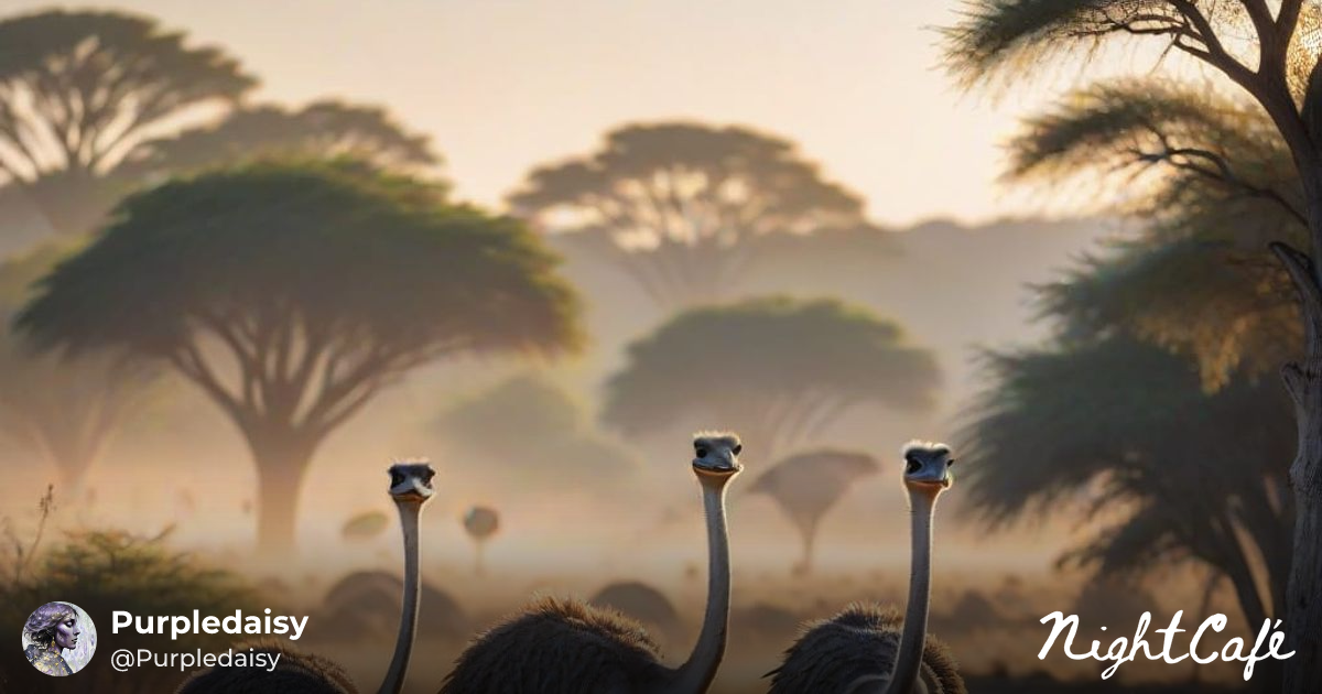 A pair of ostriches in their natural habitat at dawn Professional ...