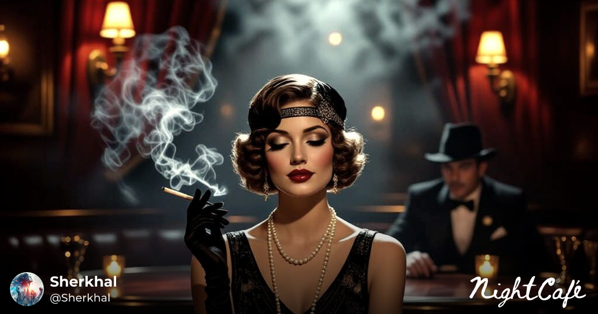 1920s Speakeasy Lounge - 1920s Speakeasy Lounge with Flapper...