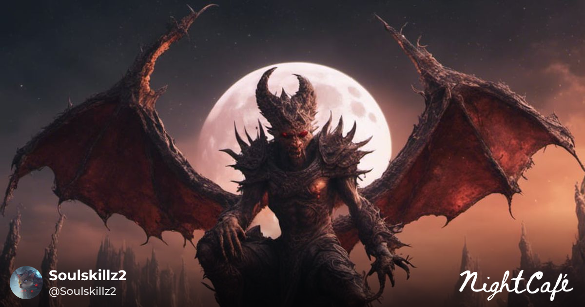 demon sitting - Demon Sitting on Moon in Detailed Matte Pai...