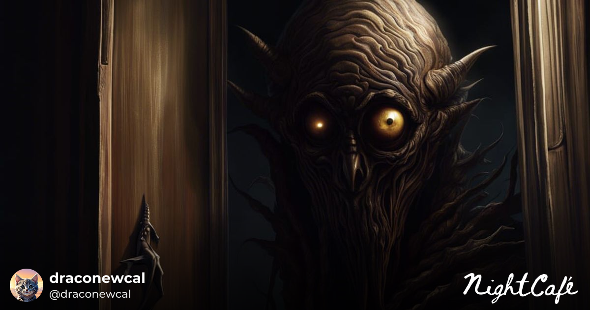 The Stalker - Sinister Creature Peering Through Doorway in U...