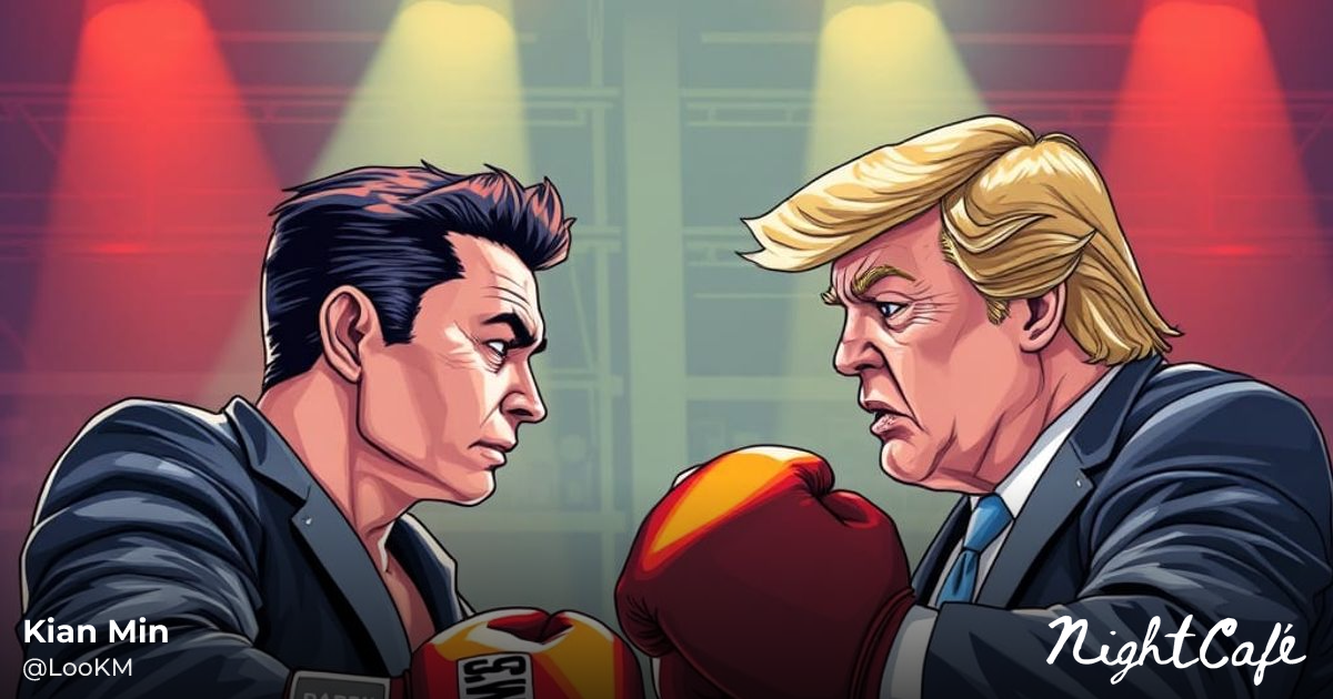 Musk vs Trump: Anime-Style Boxing Ring Showdown - AI Art