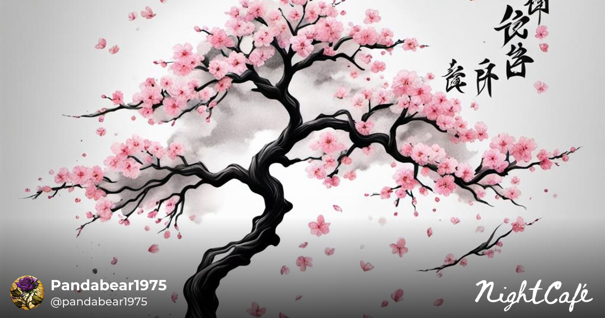 Ethereal Cherry Blossom Tree Tattoo Design - AI Art