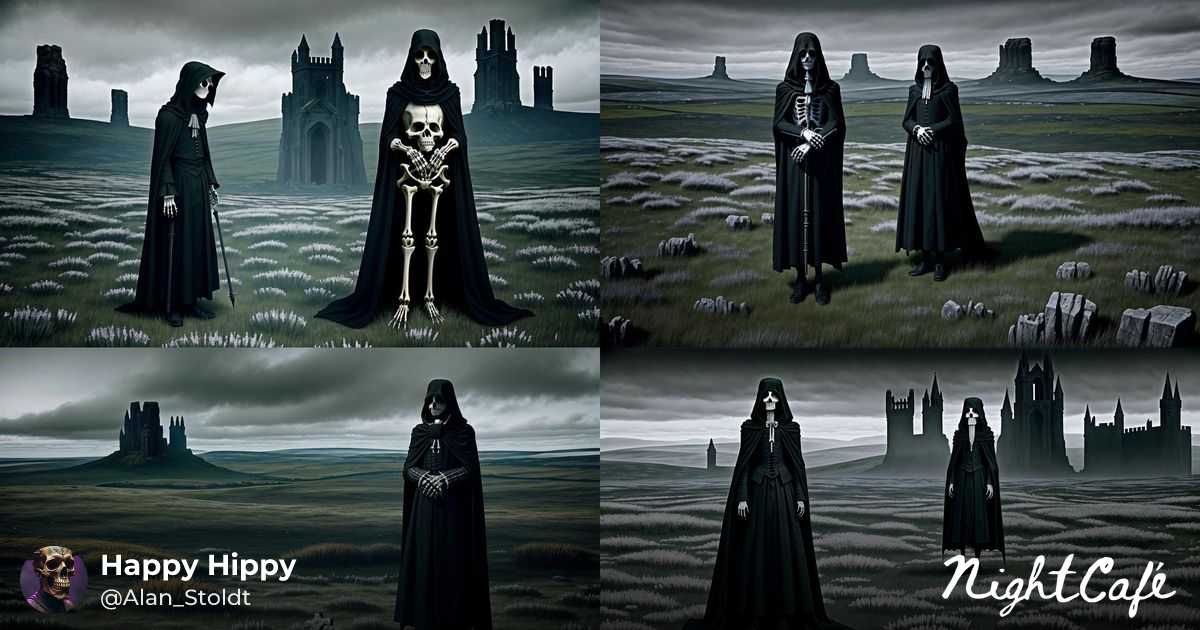 An open meadow on the English Moors with gothic stone outcroppings ...