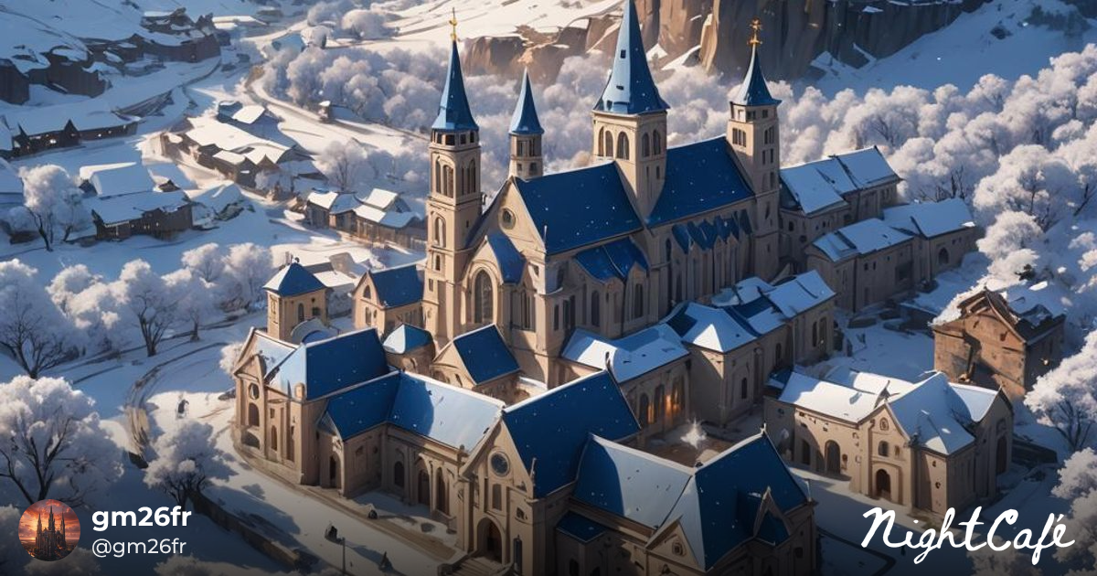 winter catholic monastery 2 - Snowy Crystal Valley Monastery...