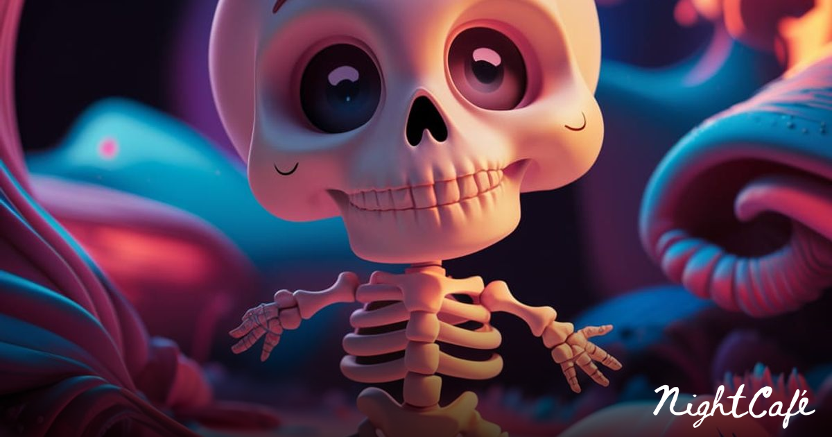 Cartoon Skeleton Concept Art with Expressive Eyes - AI Art