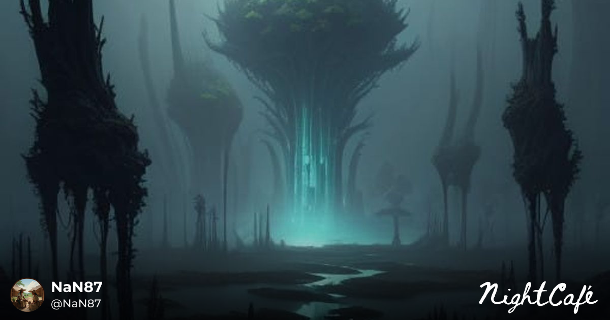 Ethereal Alien World Landscape in Dreamlike Twilig... - AI Art