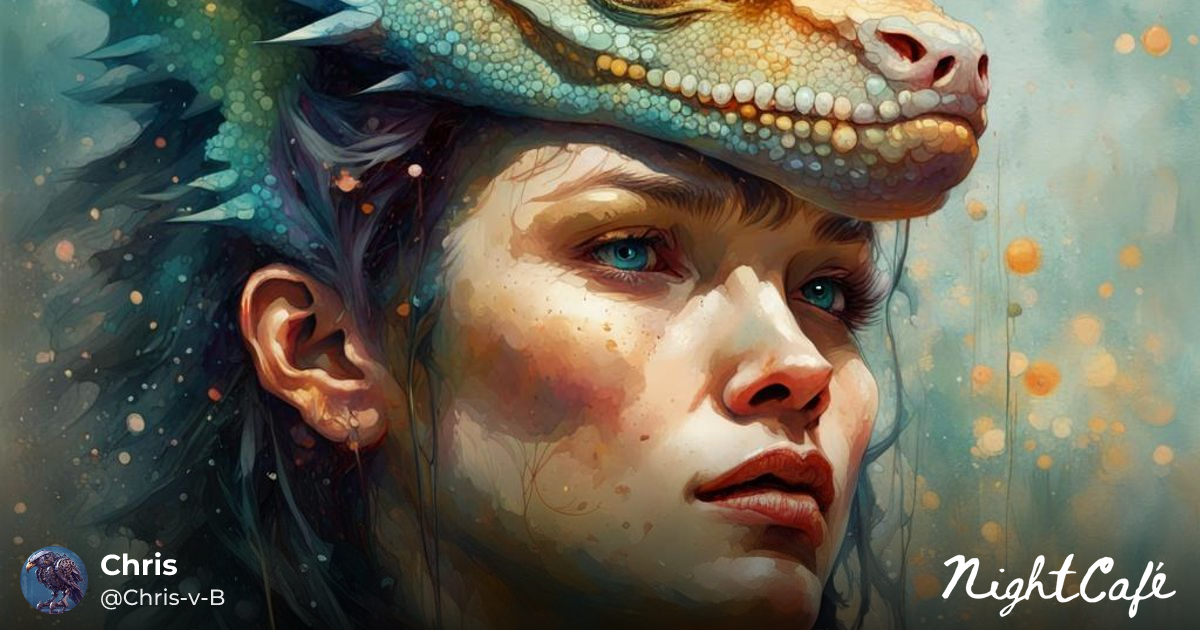 Colorful Water Dragon in Digital Pointillism - AI Art