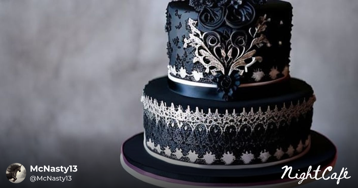Darkly Elegant Gothic Funeral Cake - AI Art