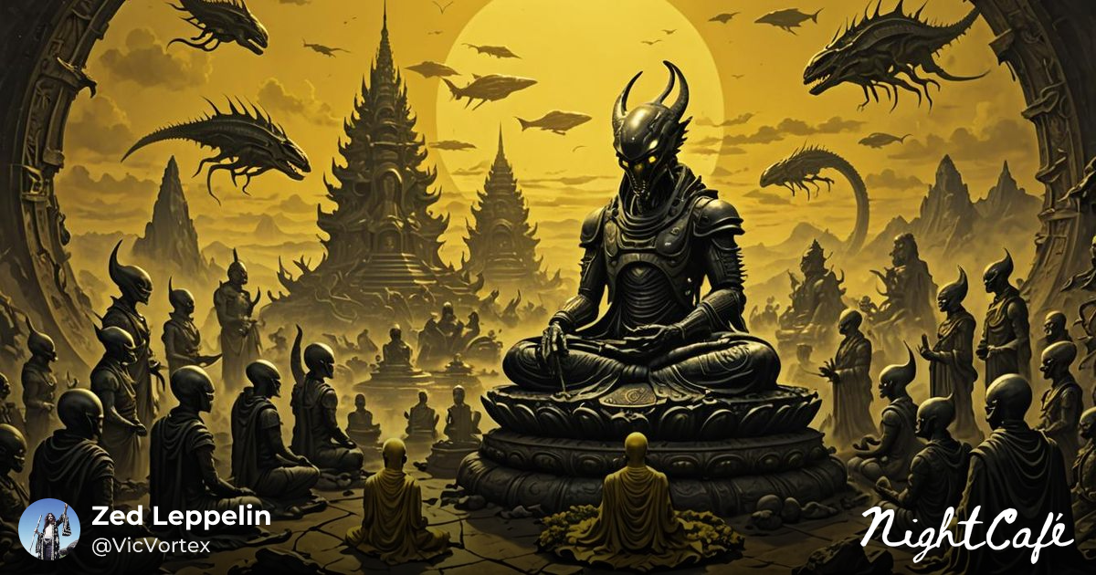 Xenomorph Meditation - Xenomorphs Worship Buddha Statue on V...