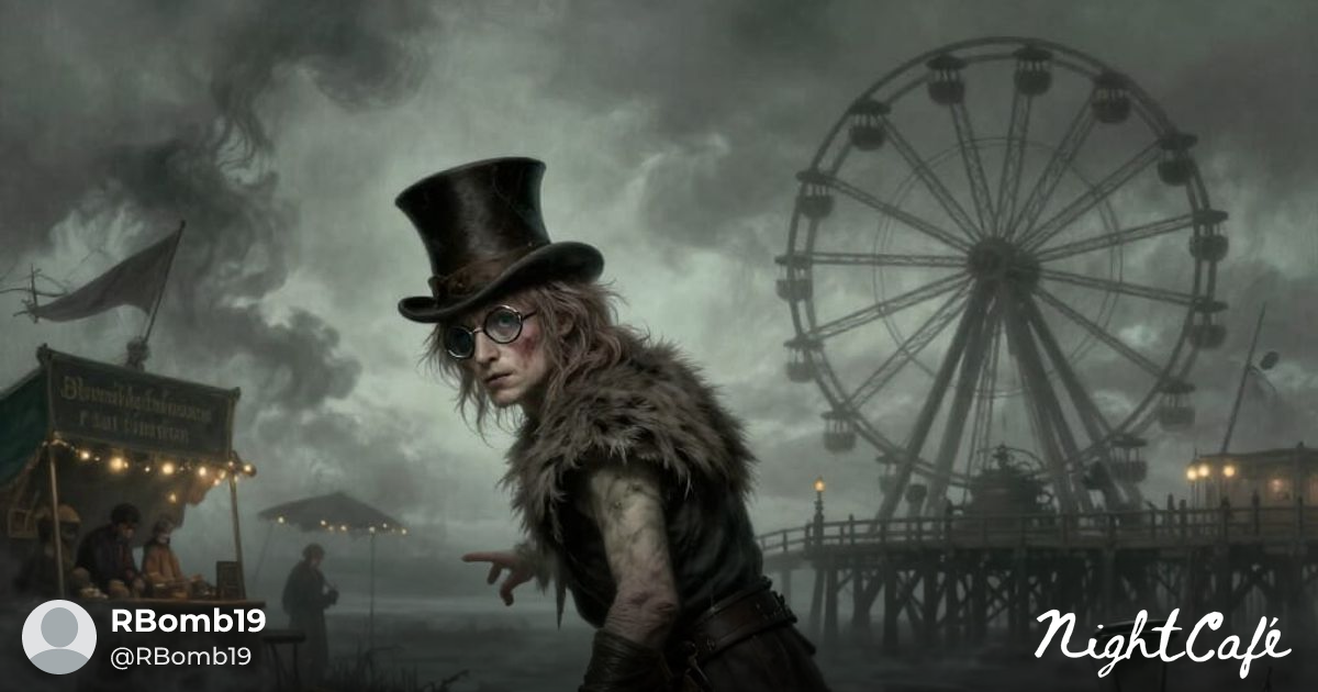 Smeagol in Swamp with Ferris Wheel, Dark Fantasy I... - AI Art
