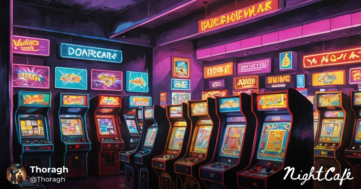 80's Arcade - Vaporwave 80s Arcade in Digital Watercolor