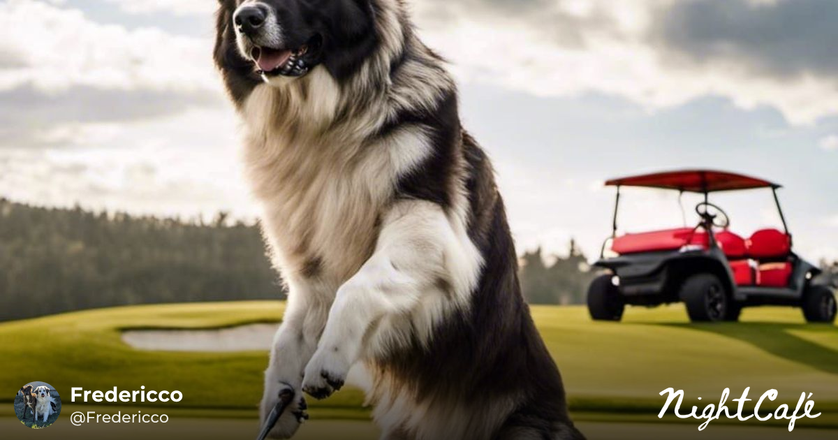 Dog Playing Golf with Driver - AI Art