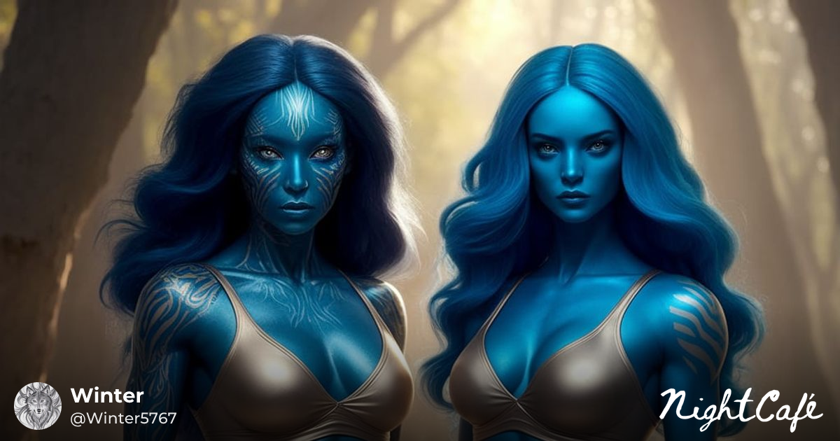 Alien sisters Zora and Lyra - Midnight Alien Goddesses in Et...