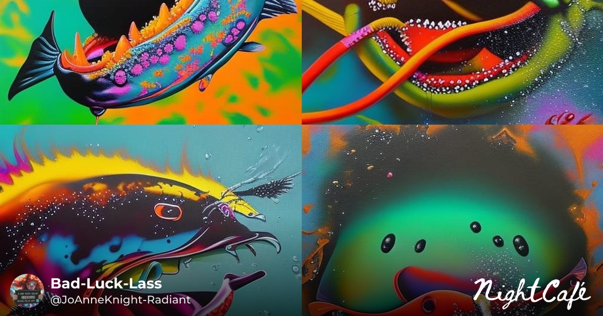 Jo Anne bites the wax tadpole - Graffiti Art: Person Bites W...