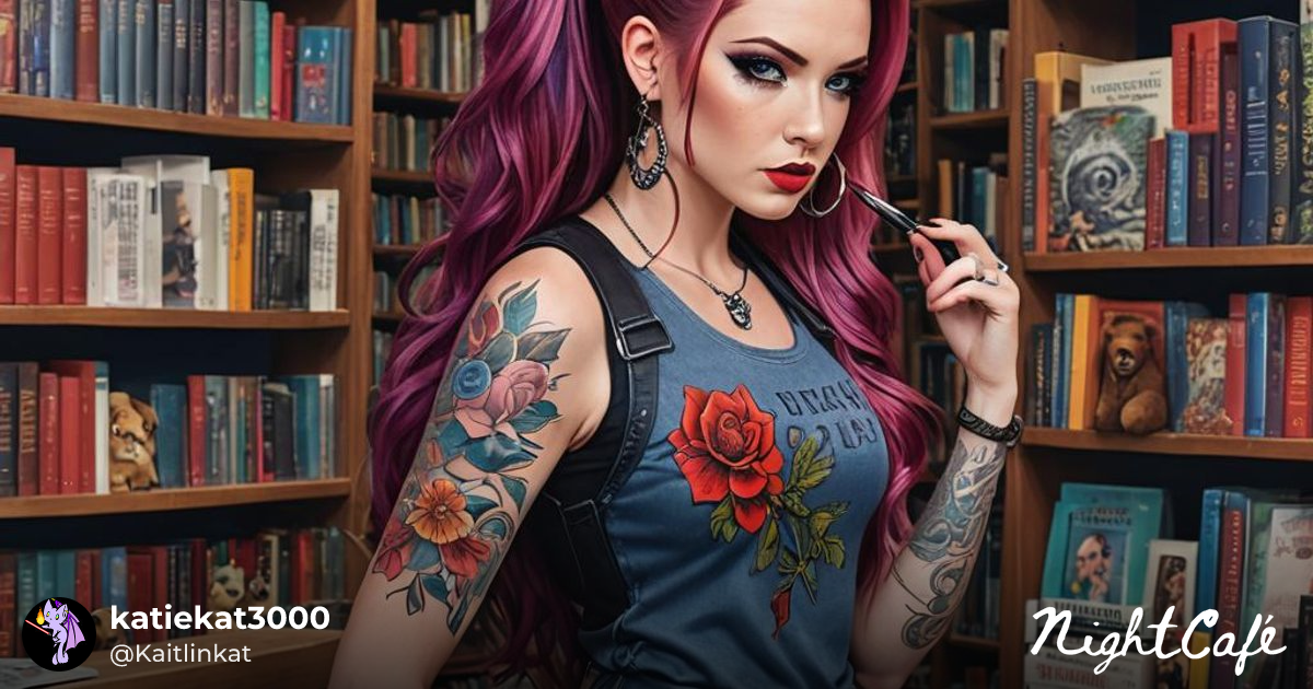 Woman with Red and Purple Hair, Detailed Matte Pai... - AI Art