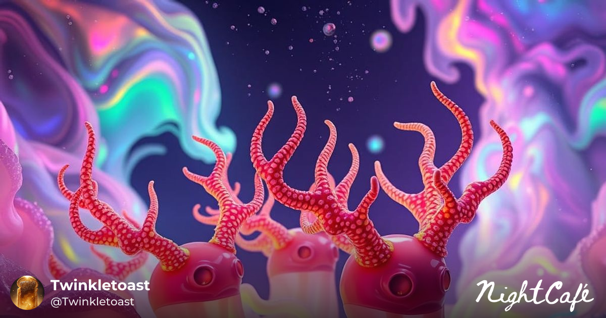 Glowing Slime Ghosts Drift Through Neon Ocean - AI Art