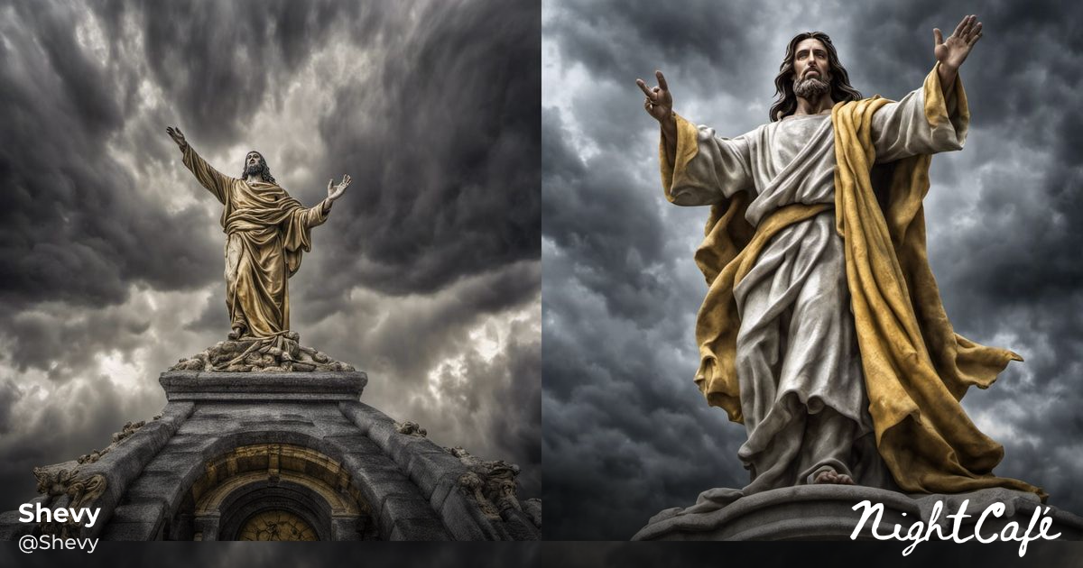 During his temptation, Jesus Christ standing on the highest pinnacle of ...