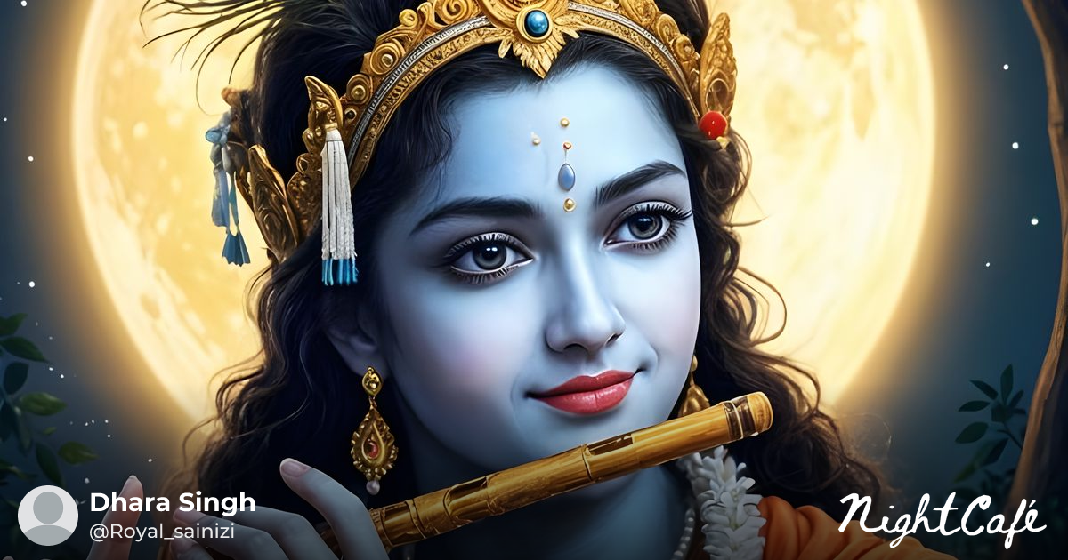 Hyper-Realistic Oil Painting of Lord Krishna Playi... - AI Art