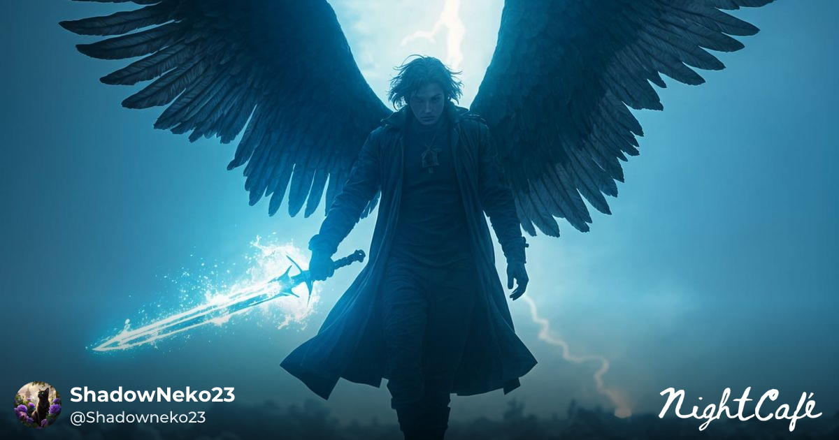 Fallen Angel with Energy Sword in Cinematic Style - AI Art