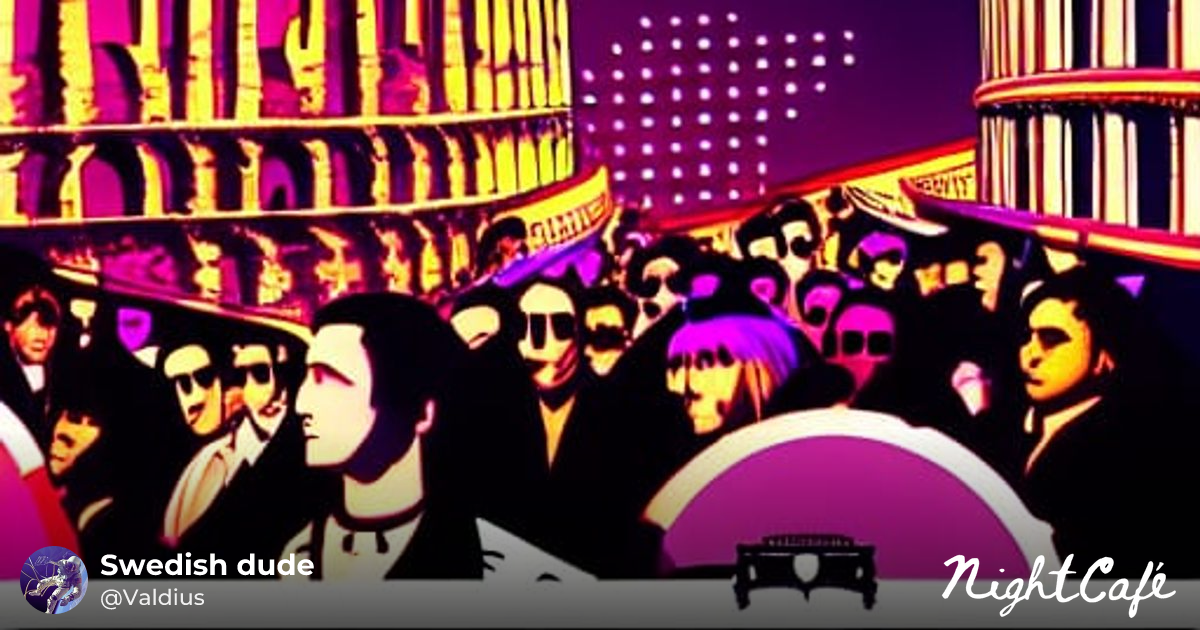 Steampunk Colosseum in Vaporwave Style with Crowd - AI Art