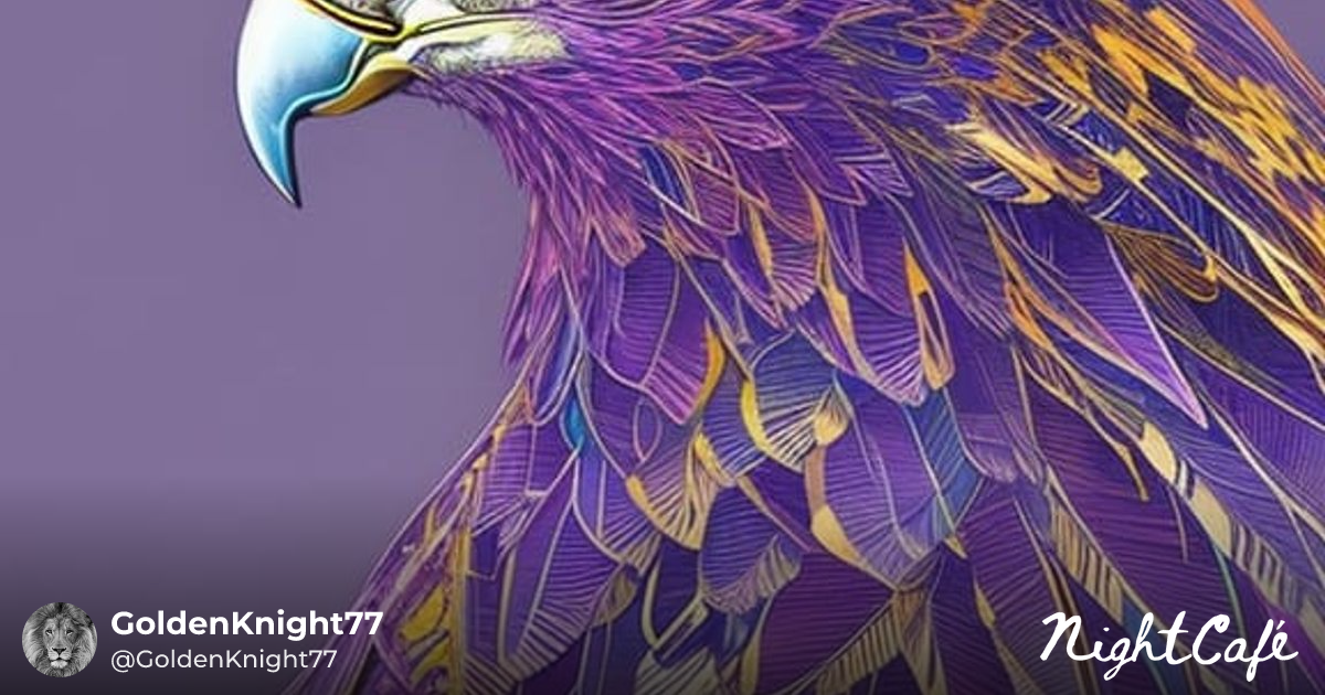 Majestic Purple Hawk Portrait - Exotic Purple Falcon Portra...