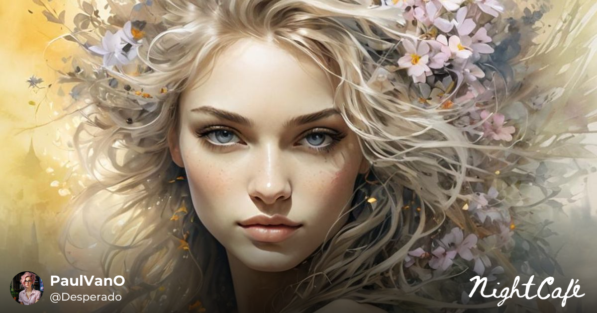 Portrait, Beautiful Flower Power Girl in a City Par