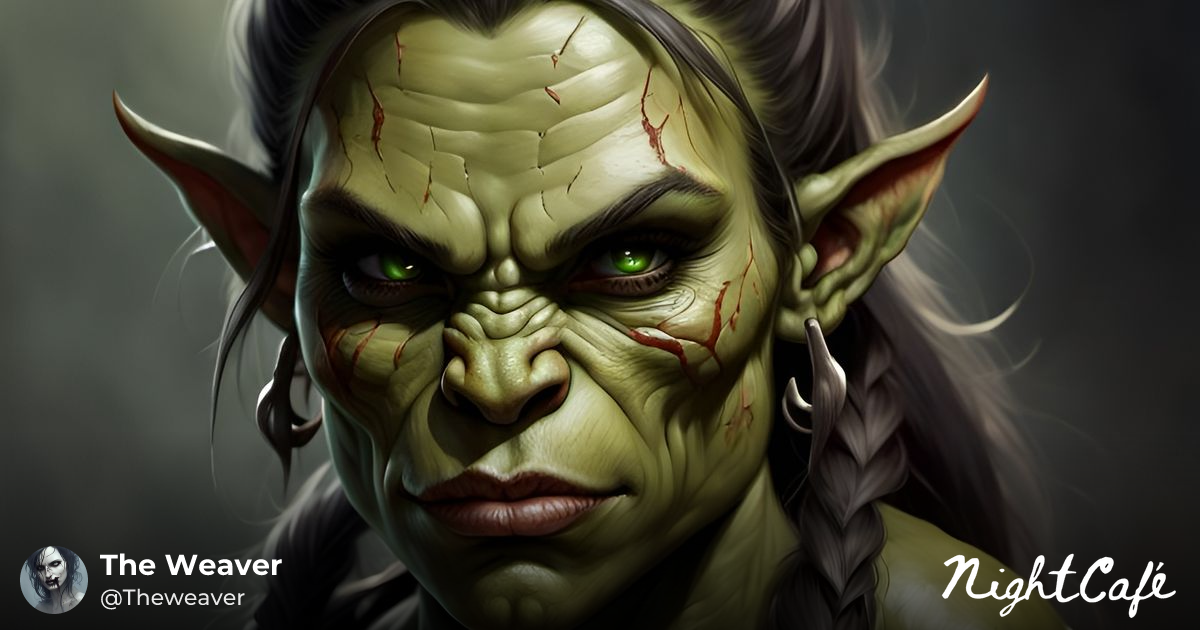 Battleworn - Cute Orc Female Portrait with Dramatic Lighting