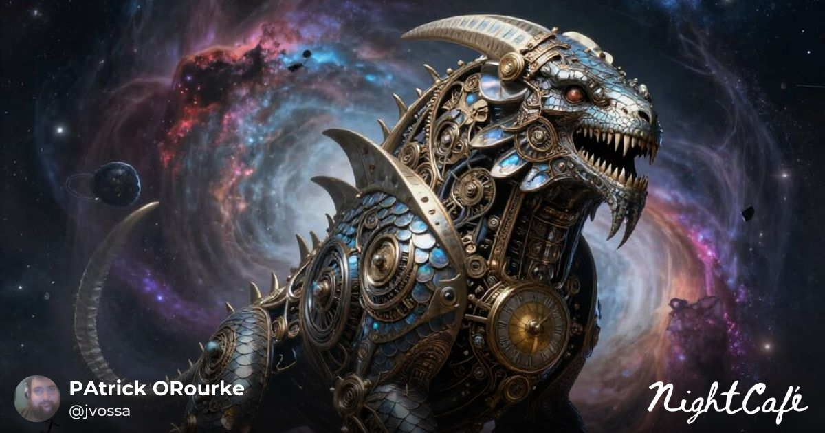 Clockwork Leviathan Emerges From Cosmic Vortex - AI Art