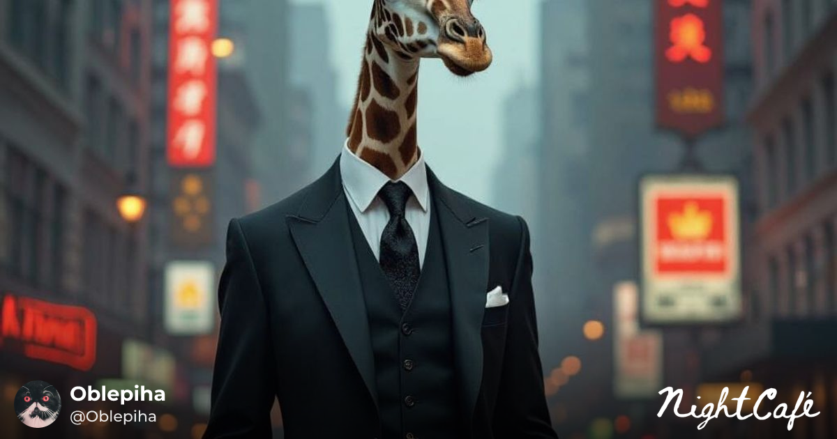 Steampunk Giraffe Dignified in Metropolis - AI Art