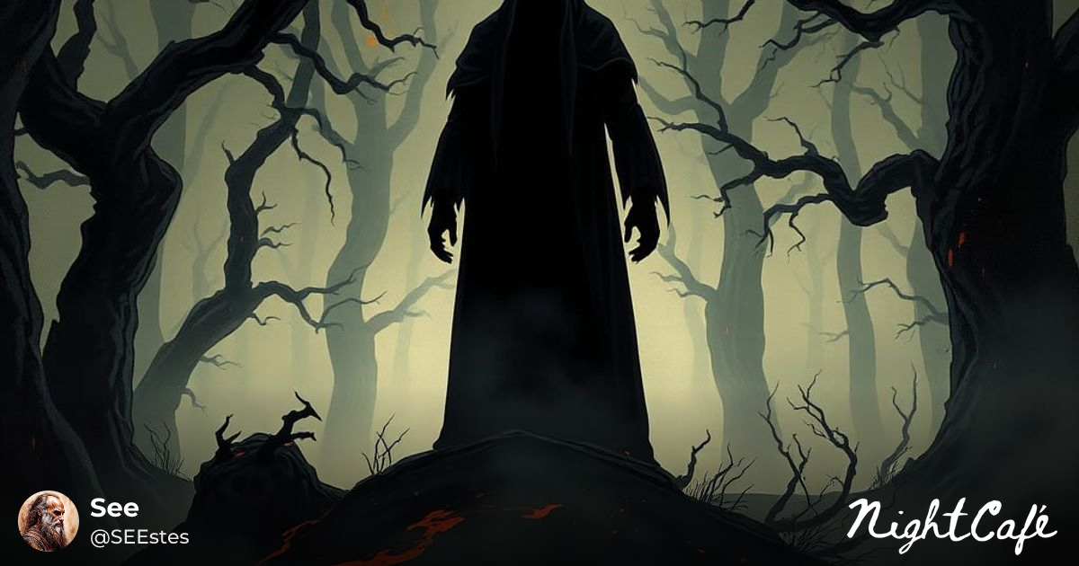 Dark Figure in Foreboding Forest, Embodiment of Re... - AI Art