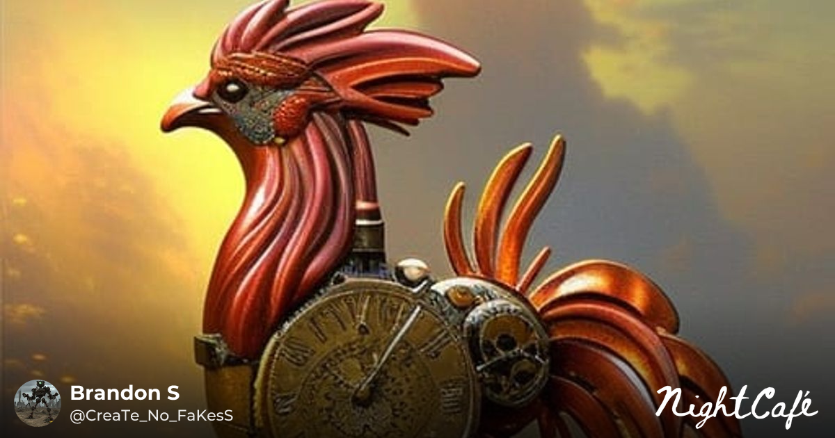 mechanical rooster in 3D, steampunk collection, highly detailed