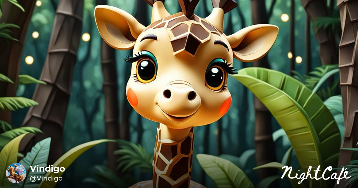 Chibi giraffe in forest - Chibi Giraffe in Tropical Forest,...