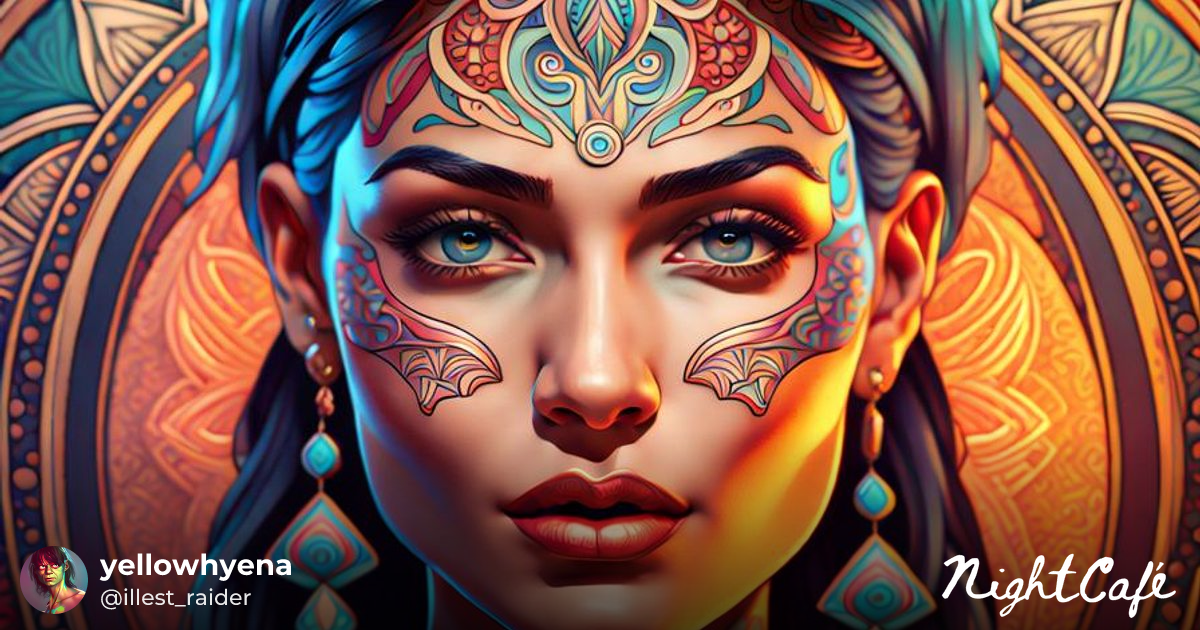 Mandala Body Art III - Woman with Mandala Tattoo in Art Nouv...