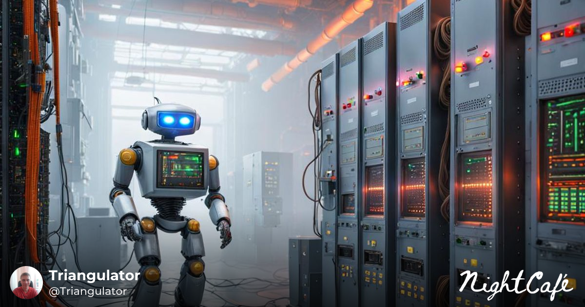 Robot admin Sci-Fi server room - Service Robot in Catastrop...