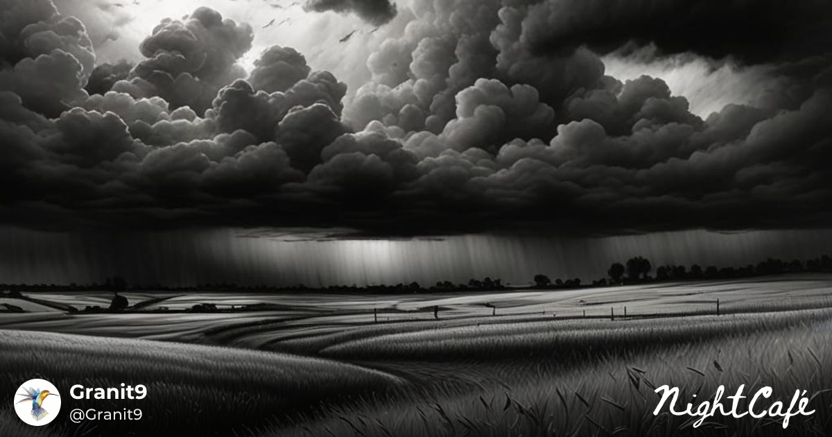 Dramatic Charcoal Drawing of Wheat in Turbulent St... - AI Art