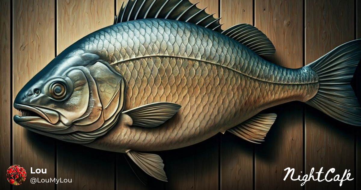 Decaying Fish Mounted, Ominous Oil Painting - AI Art